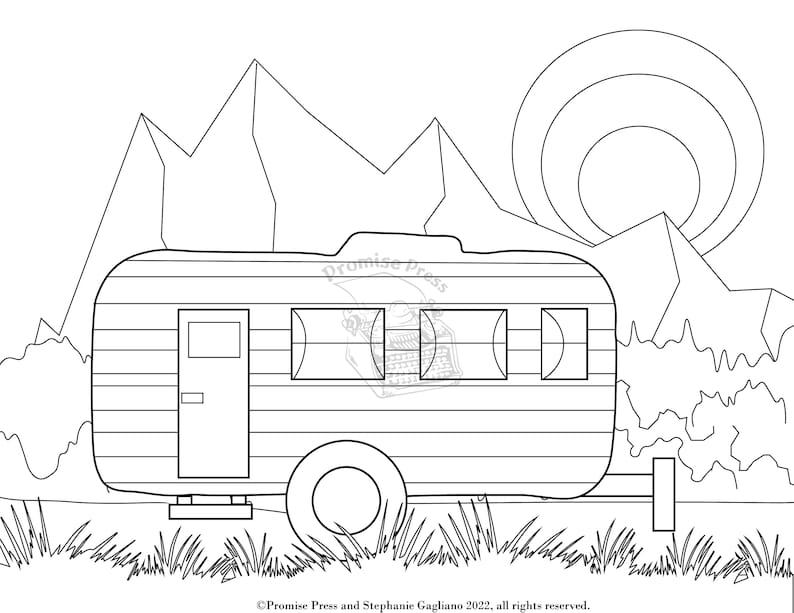 Rv/camper Digital Printable Coloring Page--vacation, Family, Summer ...