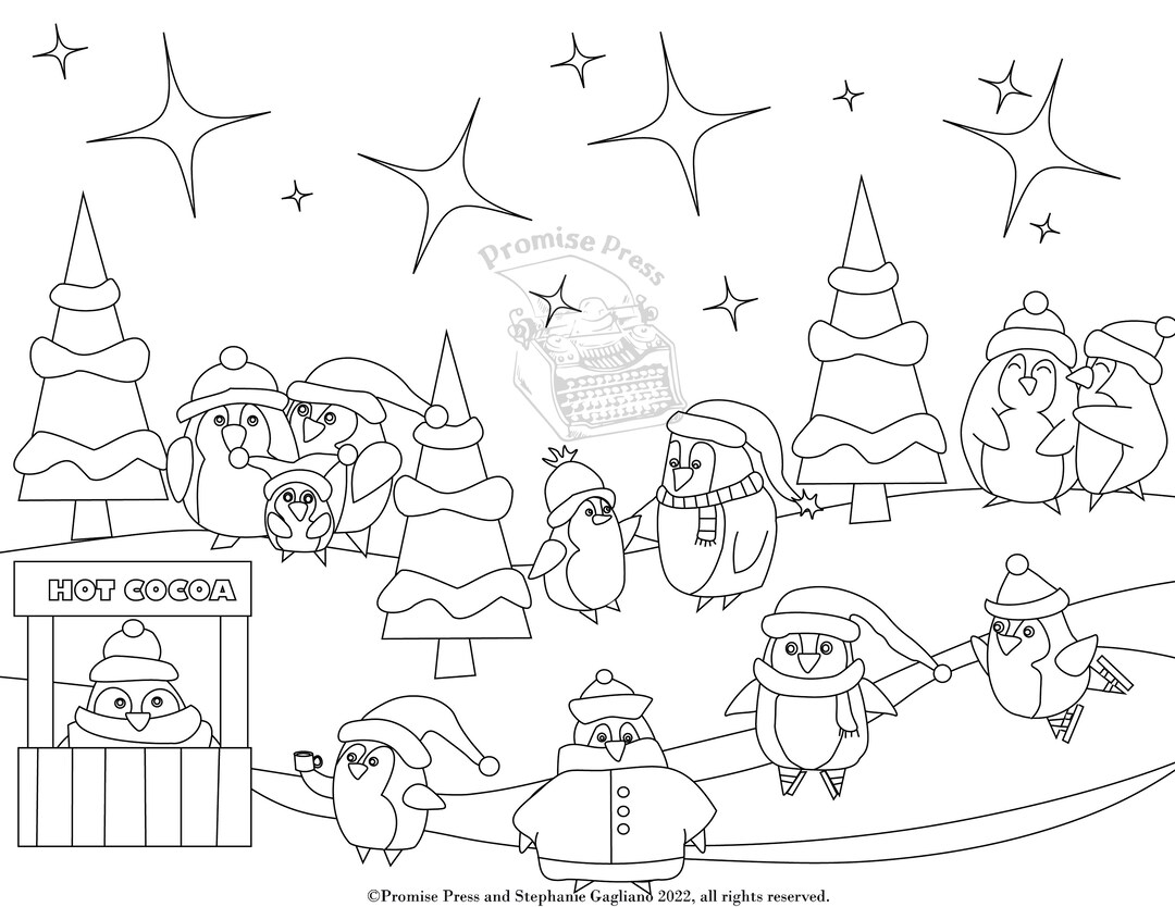 Intention Coloring -- Penguins Coloring Page for Holiday Savings or ...