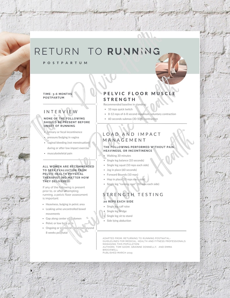 DIGITAL DOWNLOAD: Return to Running Postpartum; Patient Education ...