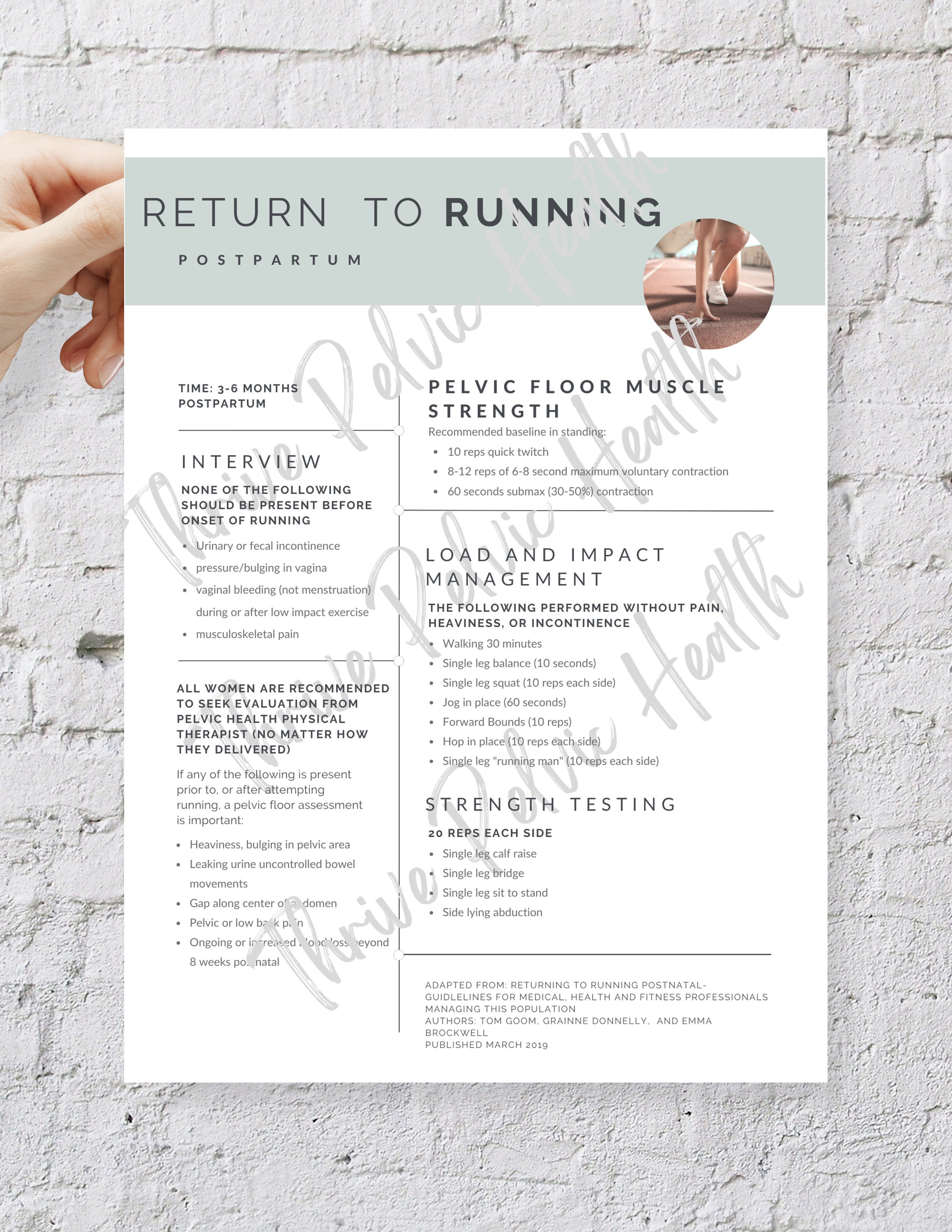 DIGITAL DOWNLOAD: Return to Running Postpartum; Patient Education ...