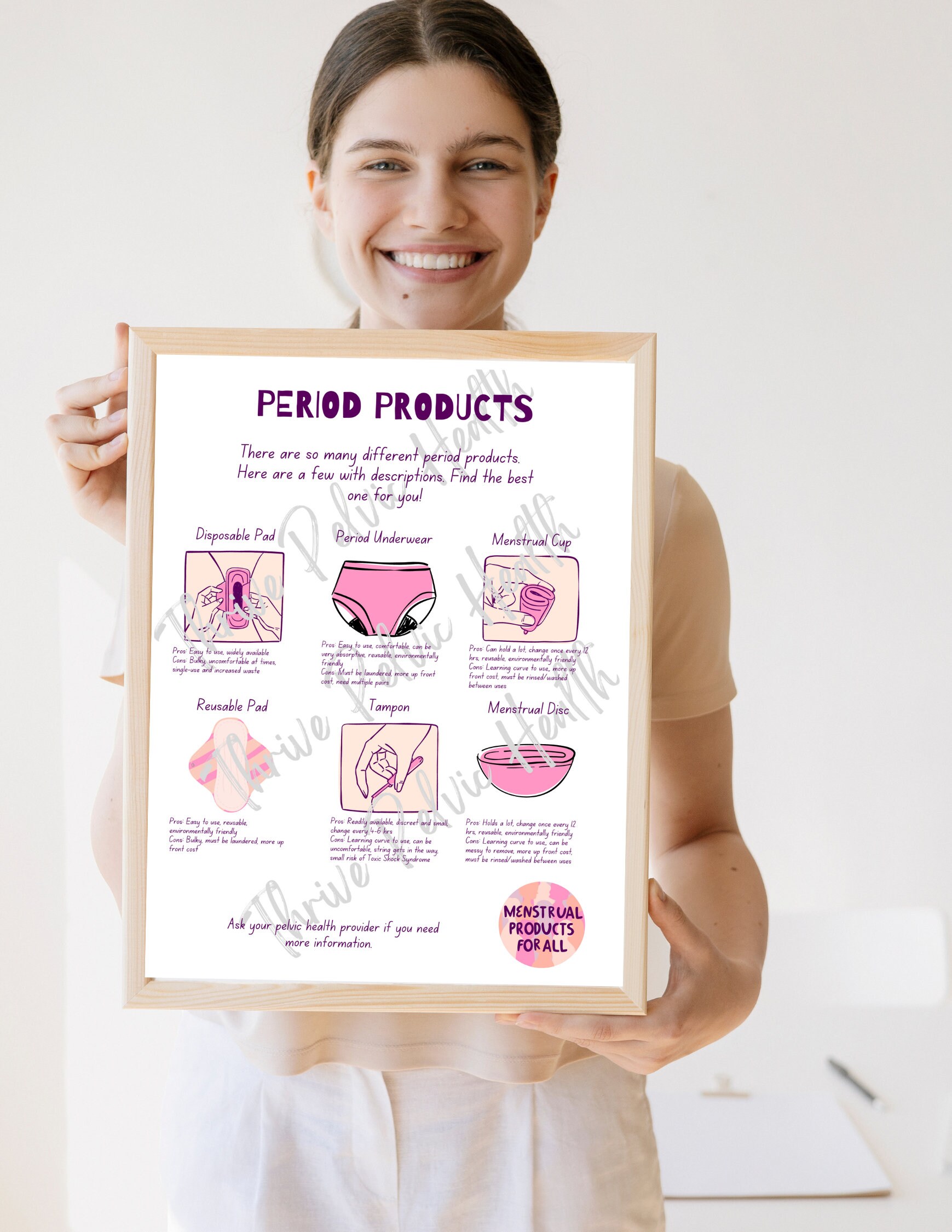 DIGITAL DOWNLOAD: Period Products; Patient Education Handout; 8.5"x11 ...