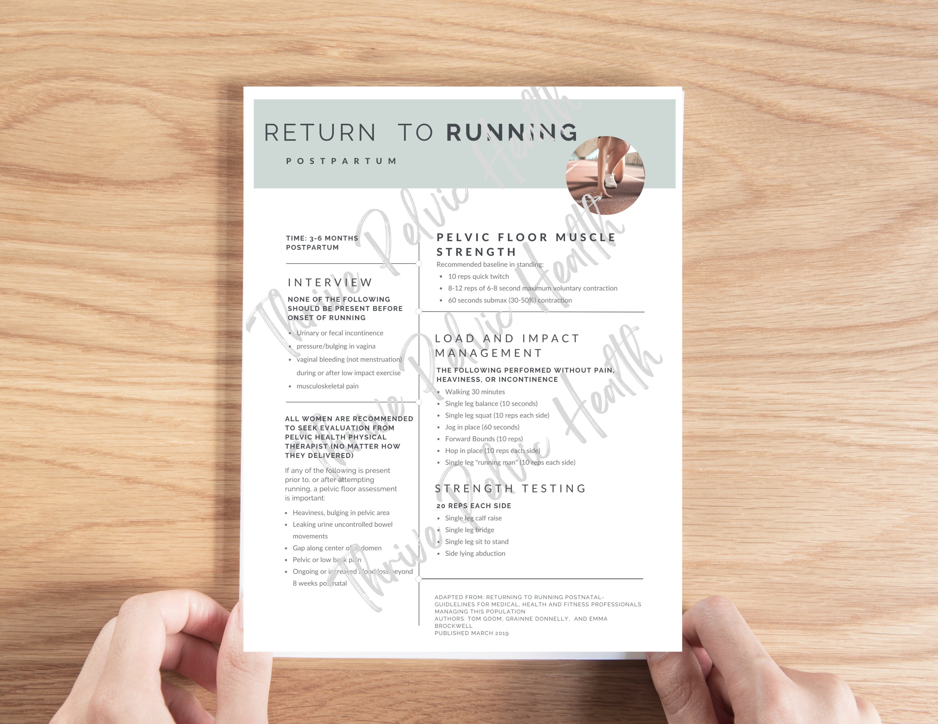 DIGITAL DOWNLOAD: Return to Running Postpartum; Patient Education ...