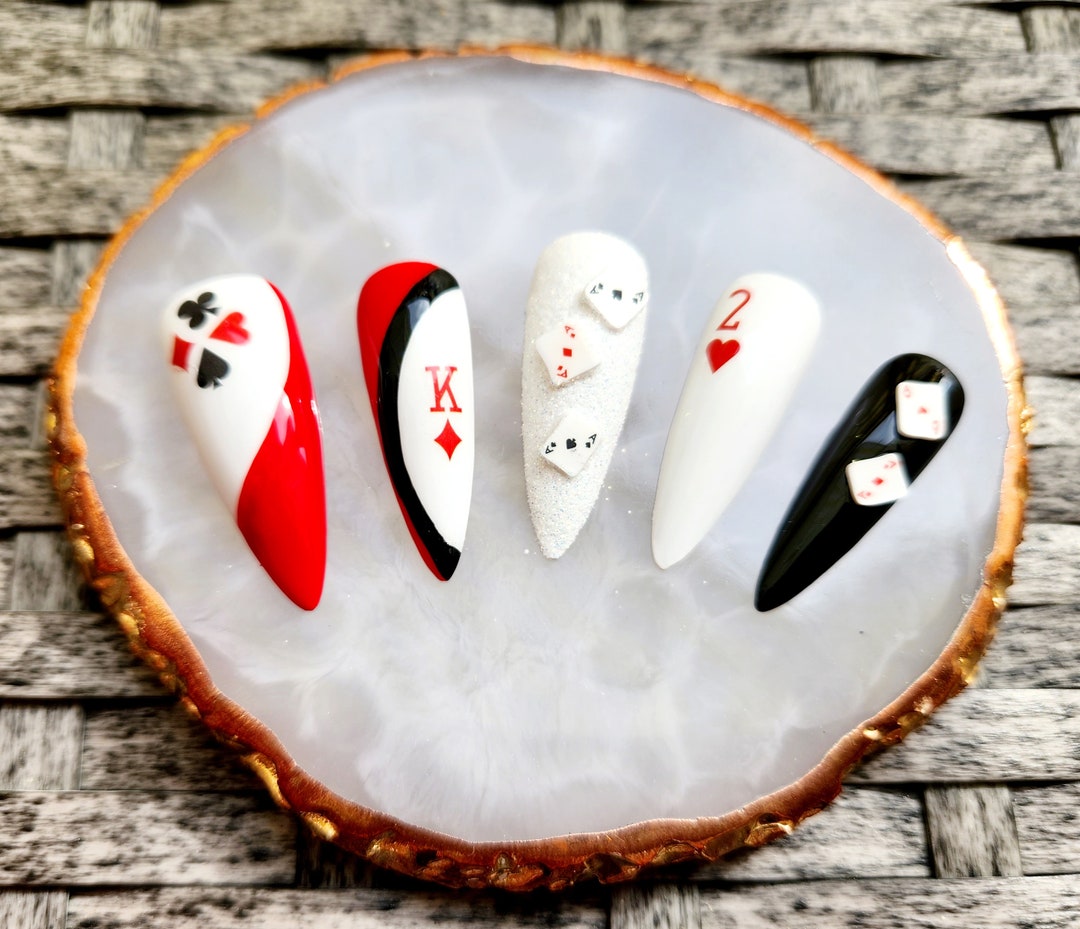 Press on Nails, Casino Nails, Playing Cards, Roulette, Summer - Etsy UK