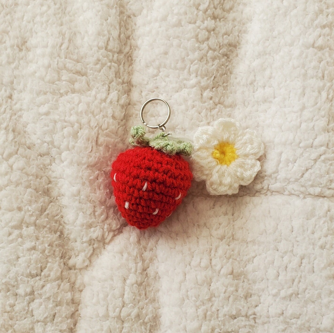 Crochet Strawberry Keychain Crochet Keychain Strawberry - Etsy