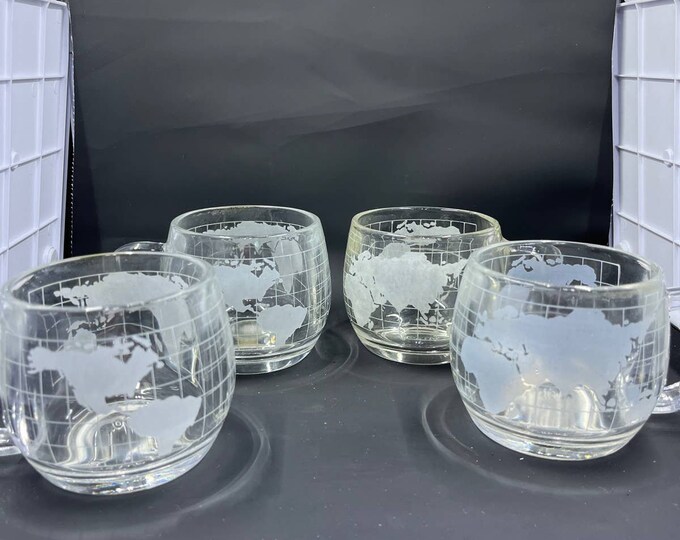 Nestle Map of the World Glass Mugs (set of 4) - Etsy