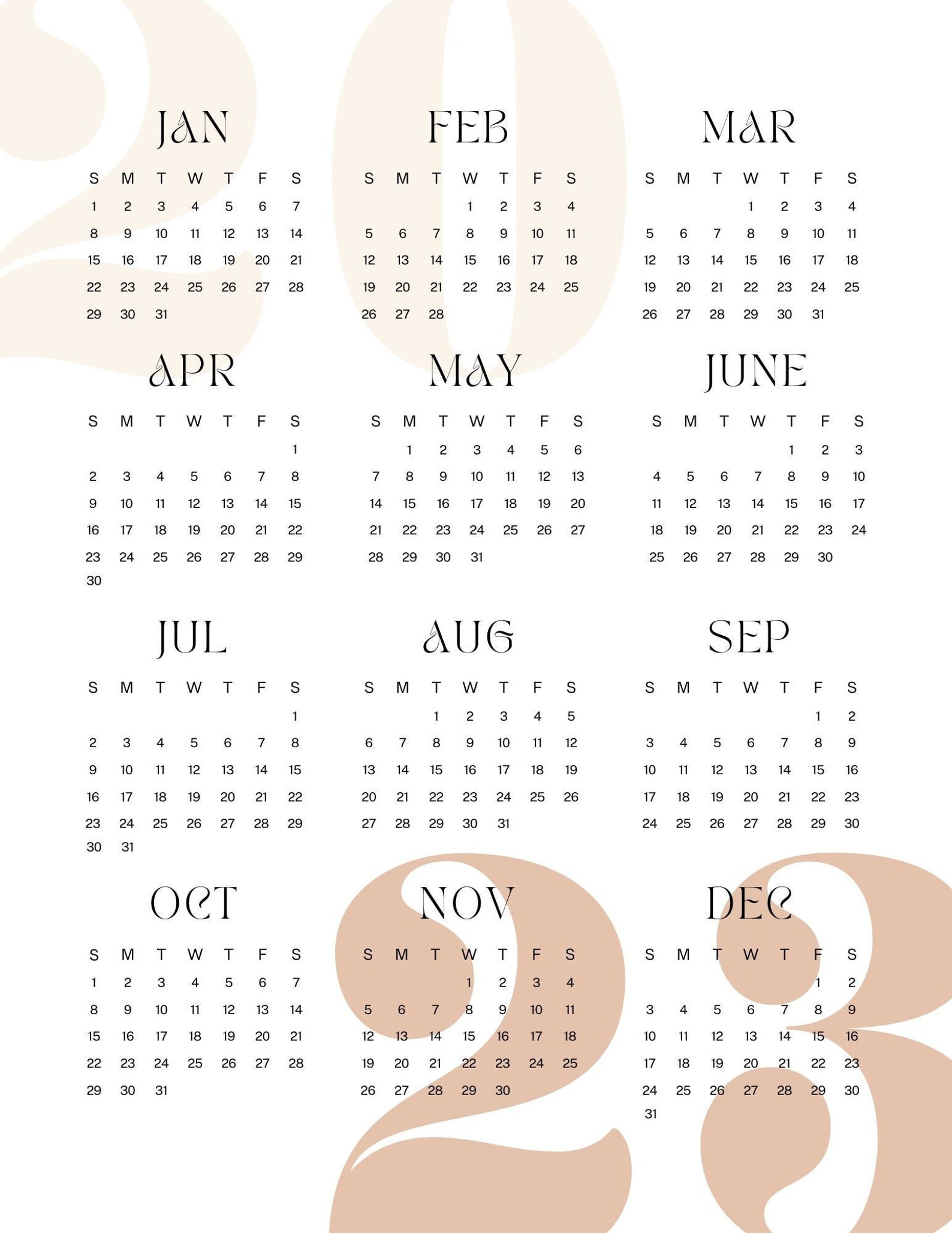 2023 Yearly Wall Calendar - Etsy