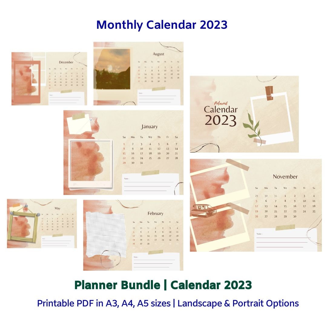 Printable Calendar Planner Kit 2023 Calendar, Planners - Monthly ...