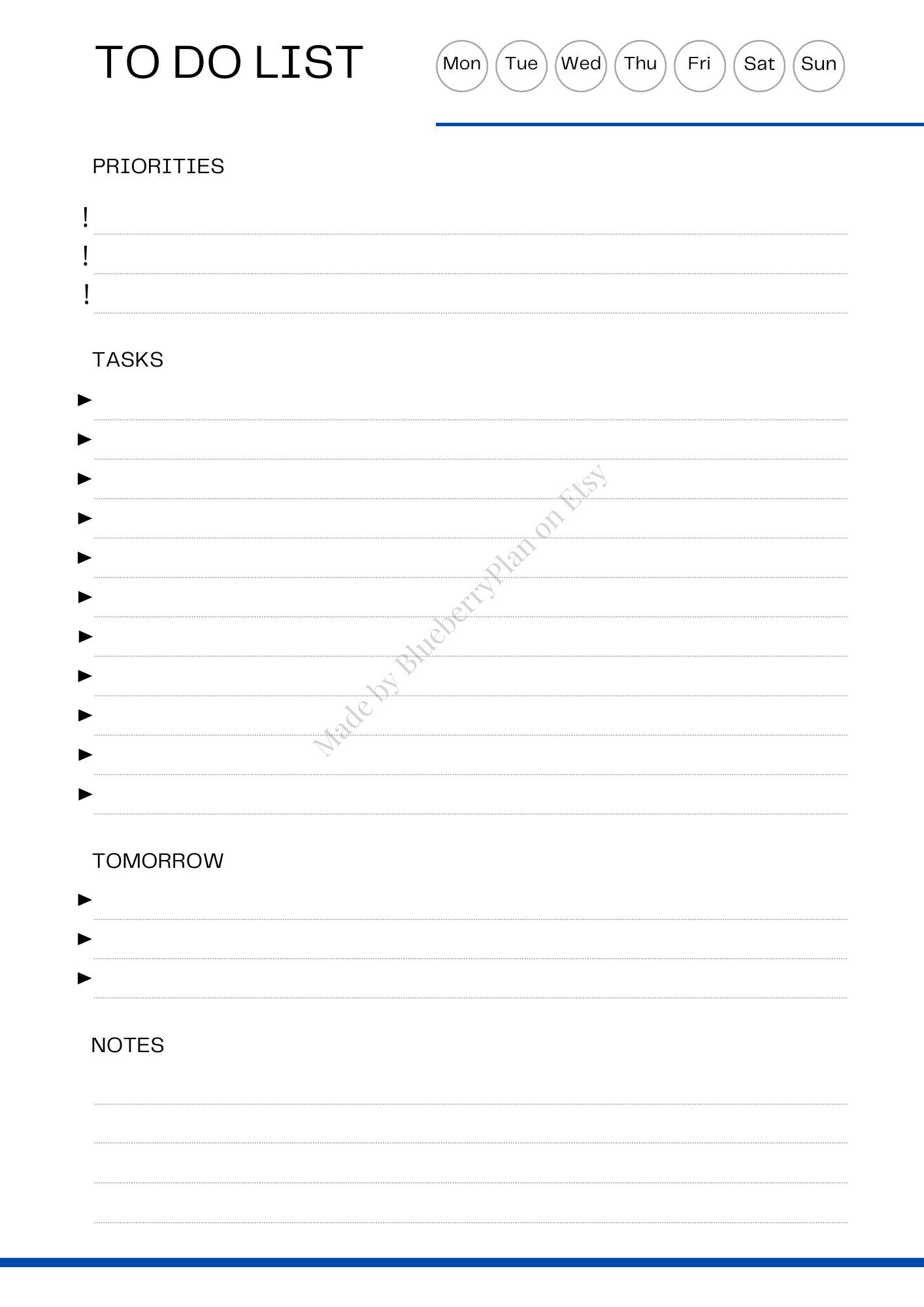 Daily to Do List Color Template Minimal Tasks List Printable - Etsy