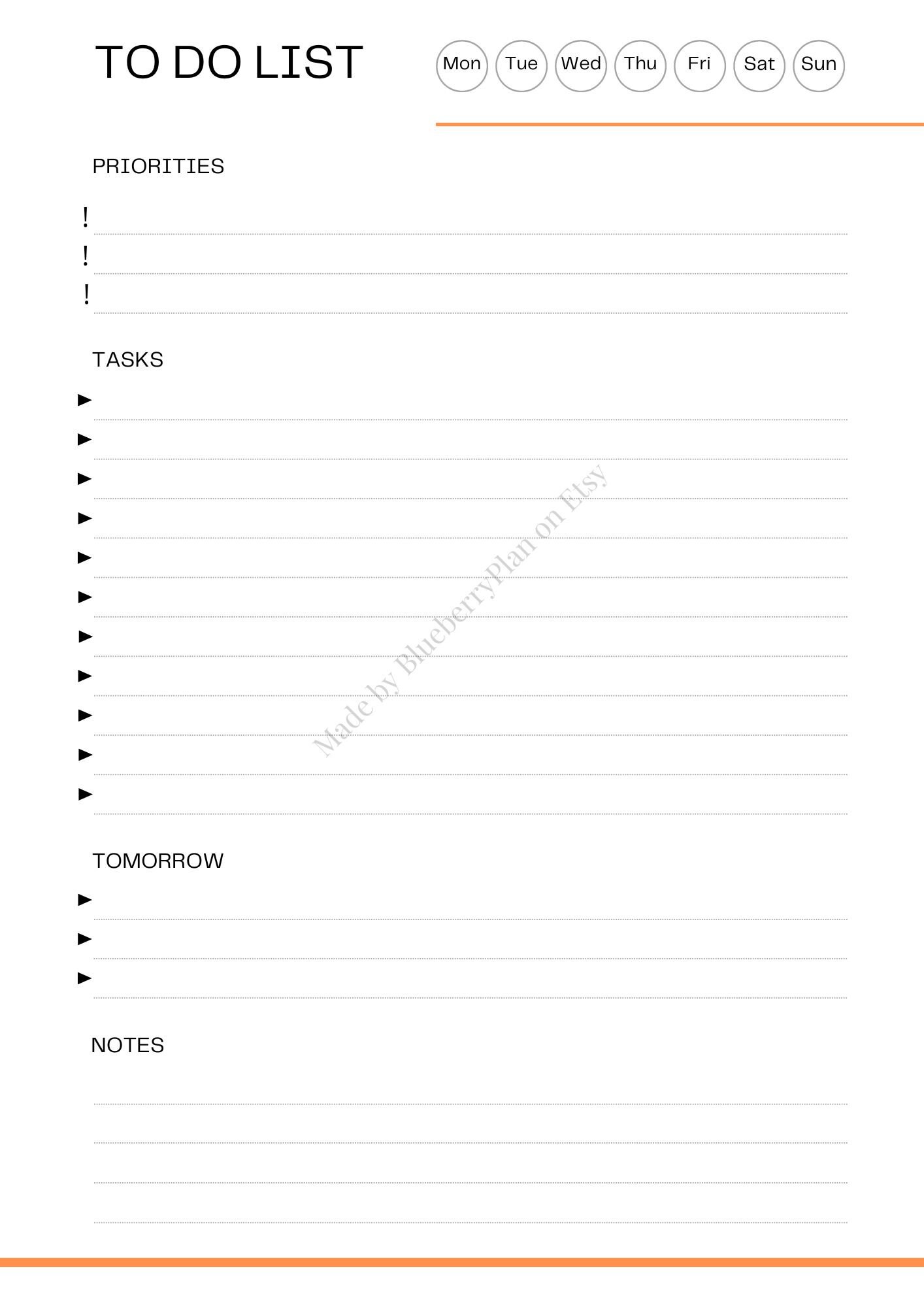 Daily to Do List Color Template Minimal Tasks List Printable - Etsy