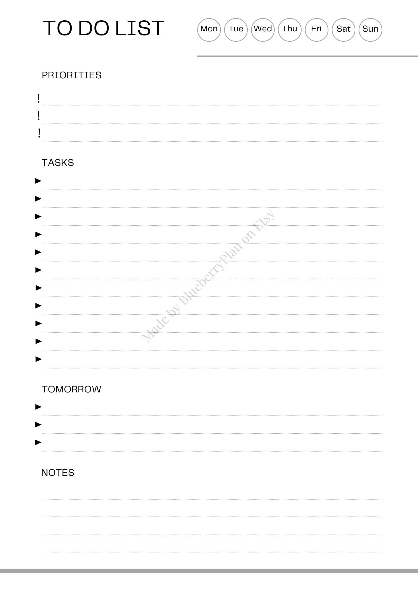Daily to Do List Color Template Minimal Tasks List Printable - Etsy