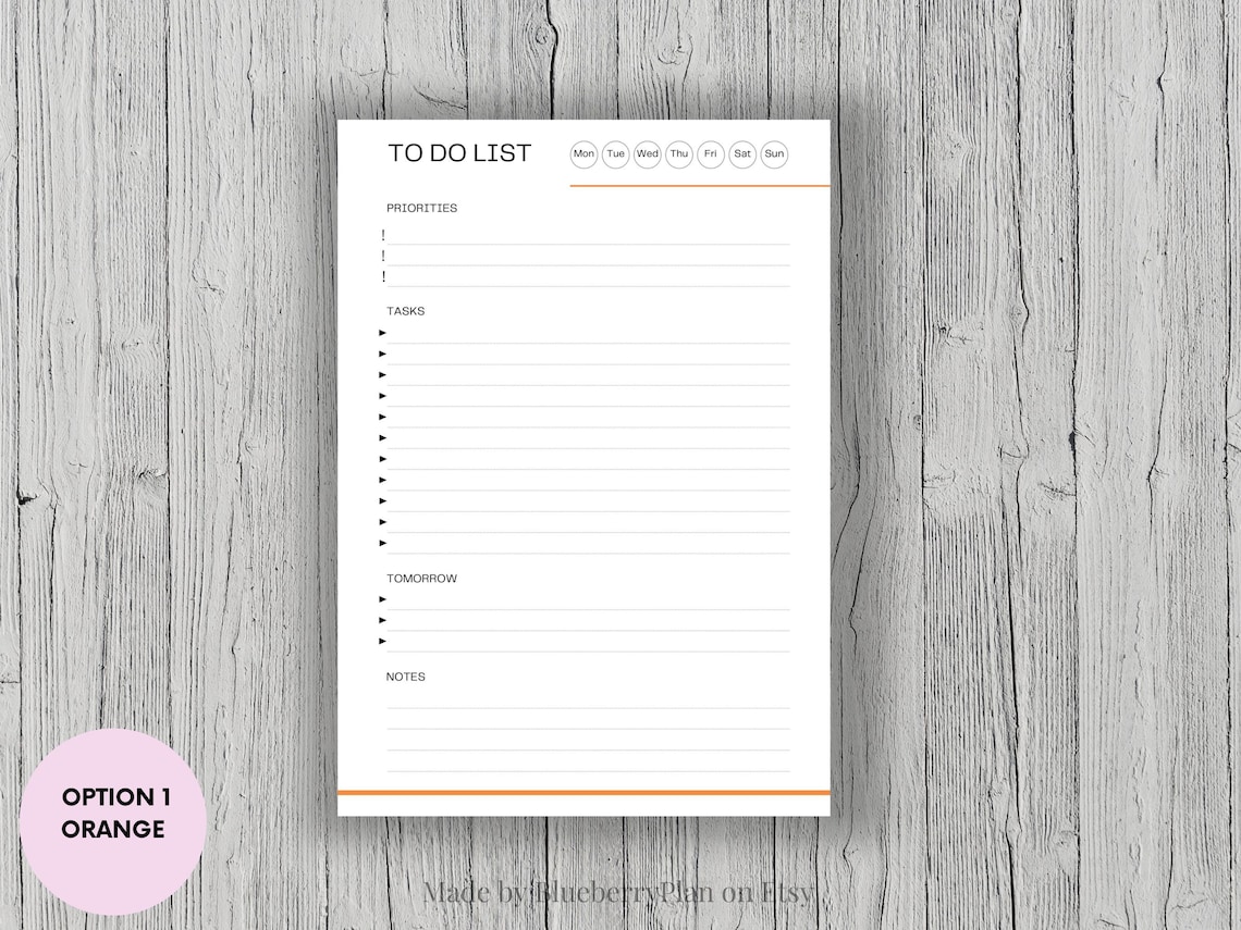 Daily to Do List Color Template, Minimal Tasks List, Printable ...