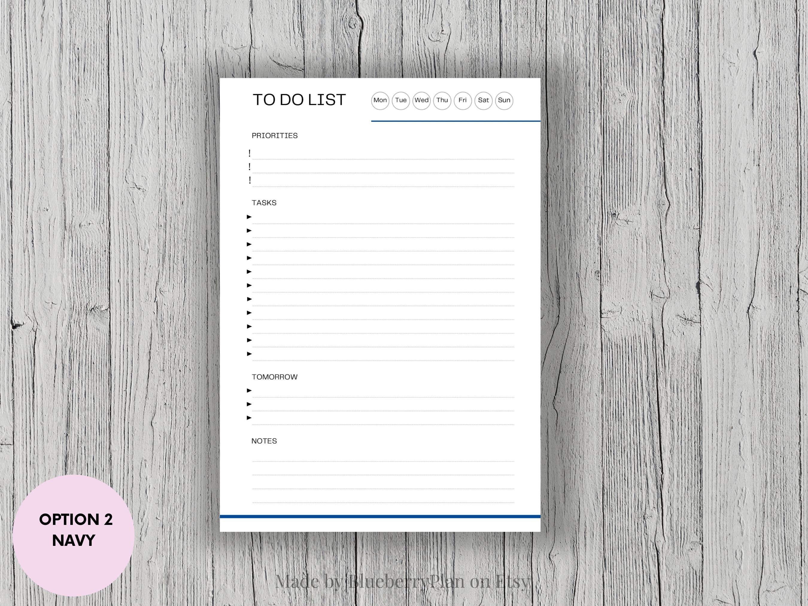 Daily to Do List Color Template Minimal Tasks List Printable - Etsy