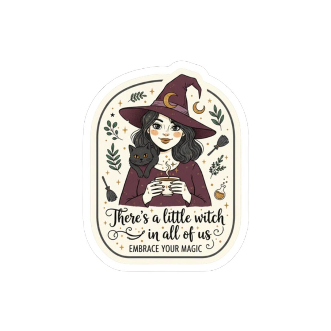 Practical Magic Inspired Witch & Cat Sticker | Cozy Illustration - Etsy