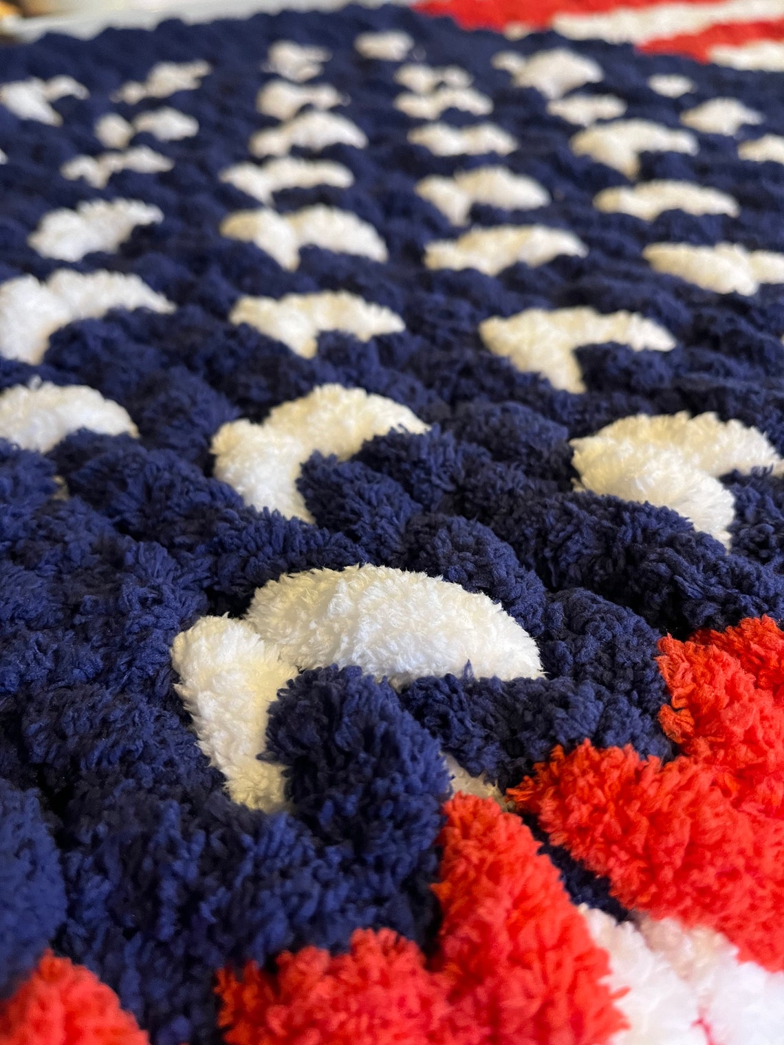 Hand Knit American Flag Chunky Throw Blanket - Etsy