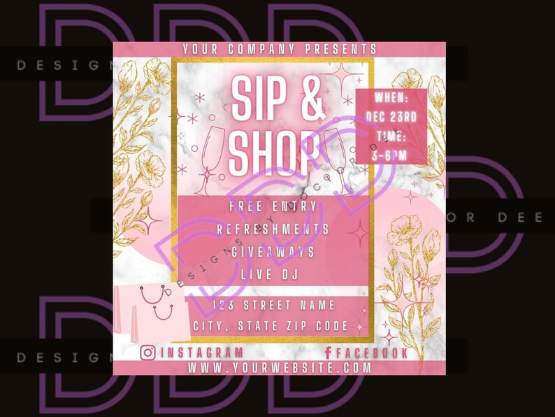 Sip and Shop Flyer Pop up Flyer Social Media Flyer - Etsy