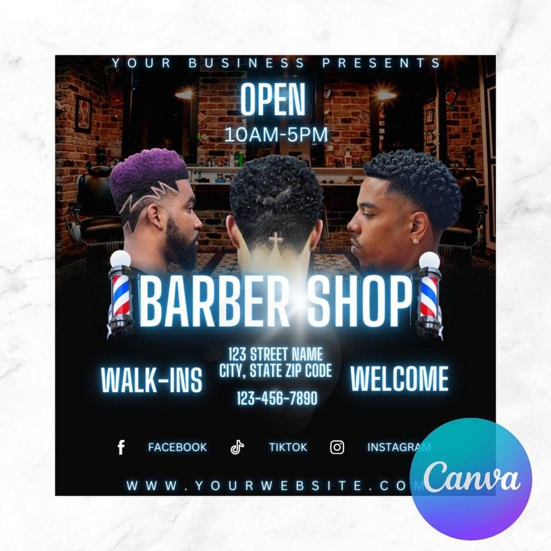 Blue Barber Flyer | Book Now Flyer | Custom Flyer Design | Social Media ...