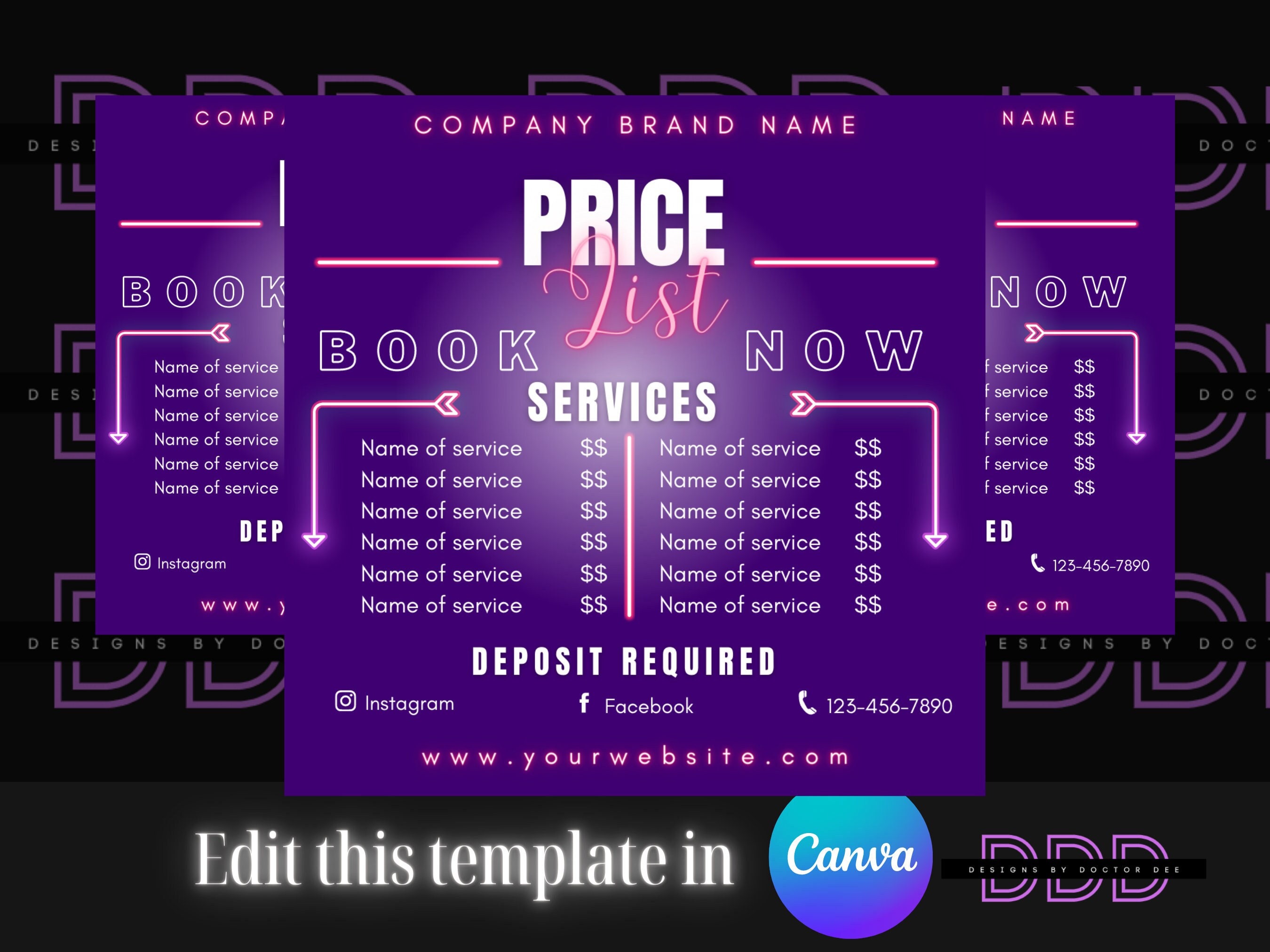 Neon Flyer Purple and Pink Price List Flyer Service Flyer - Etsy