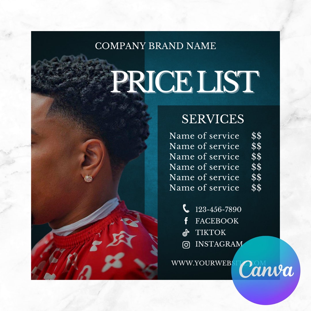 Blue Block Style Barber Flyer | Barber Price List Flyer | Service Flyer ...