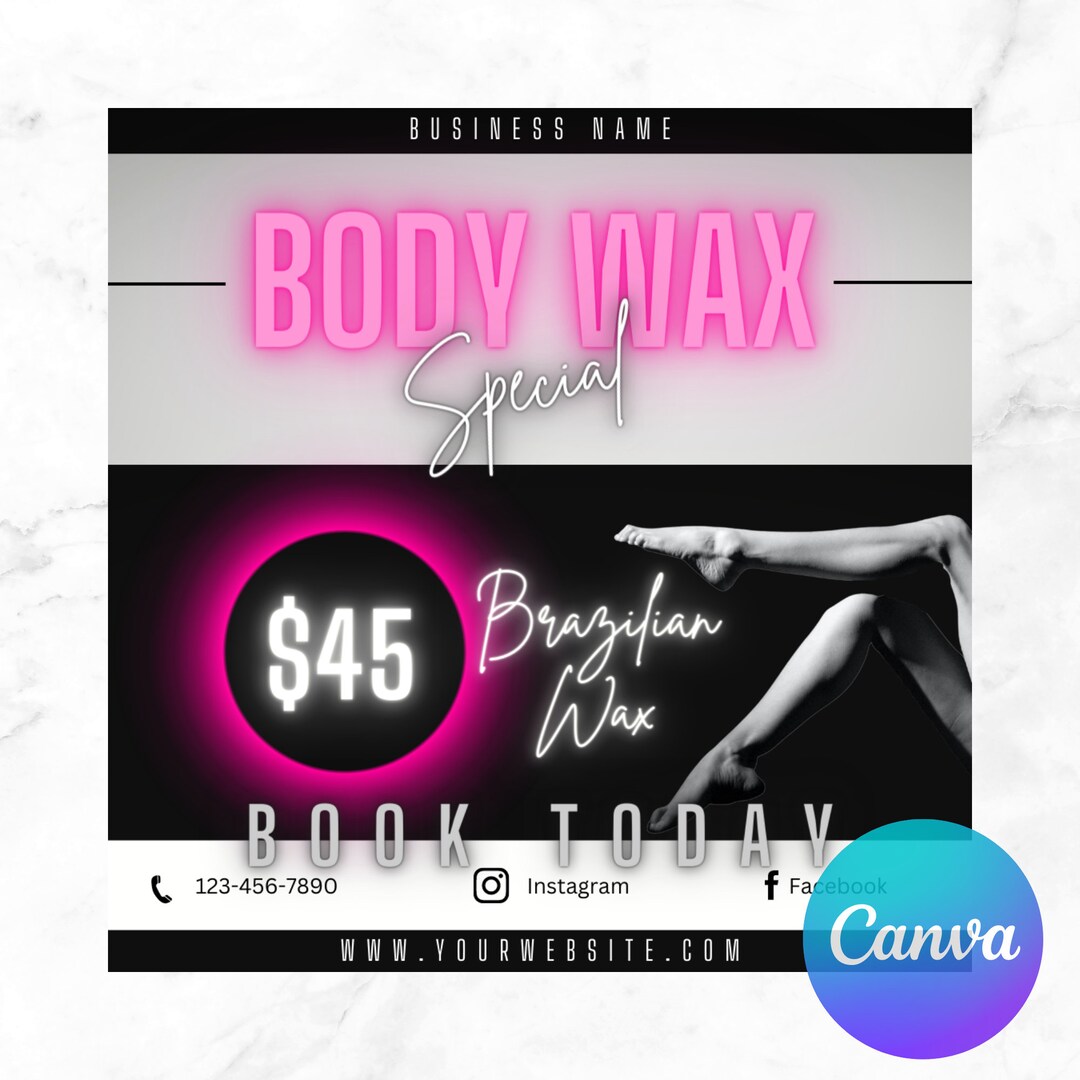 Body Waxing Flyer | Business Flyer | Book Now Flyer | Canva Template ...