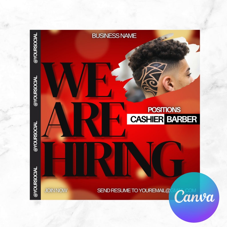 Barber Hiring Flyer: Custom Social Media Template (1080x1080) - Etsy