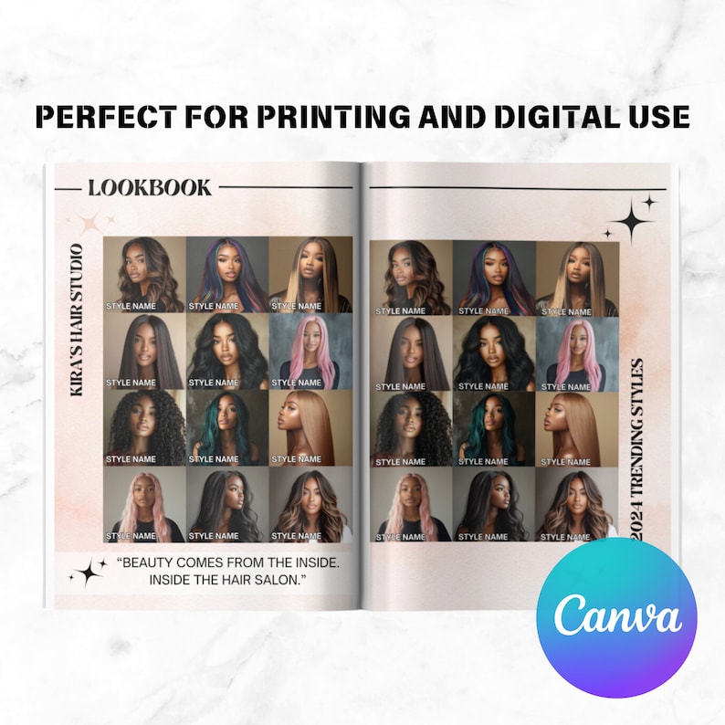Hairstylist Magazine Template: 10-page Beauty Industry Catalog (canva ...