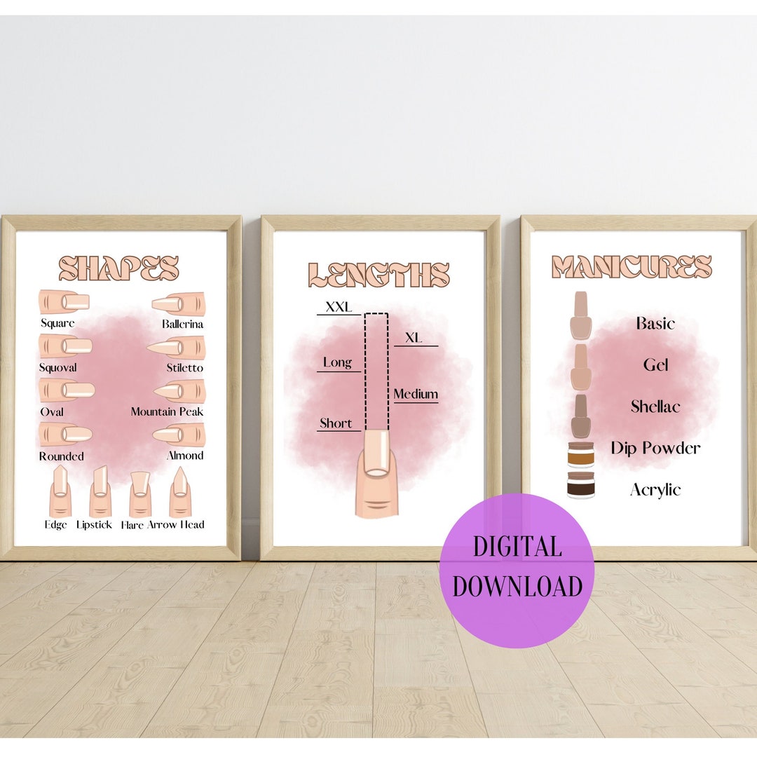 Manicure Prints Set of 3 | Printable Wall Art | Nail Poster | Digital ...
