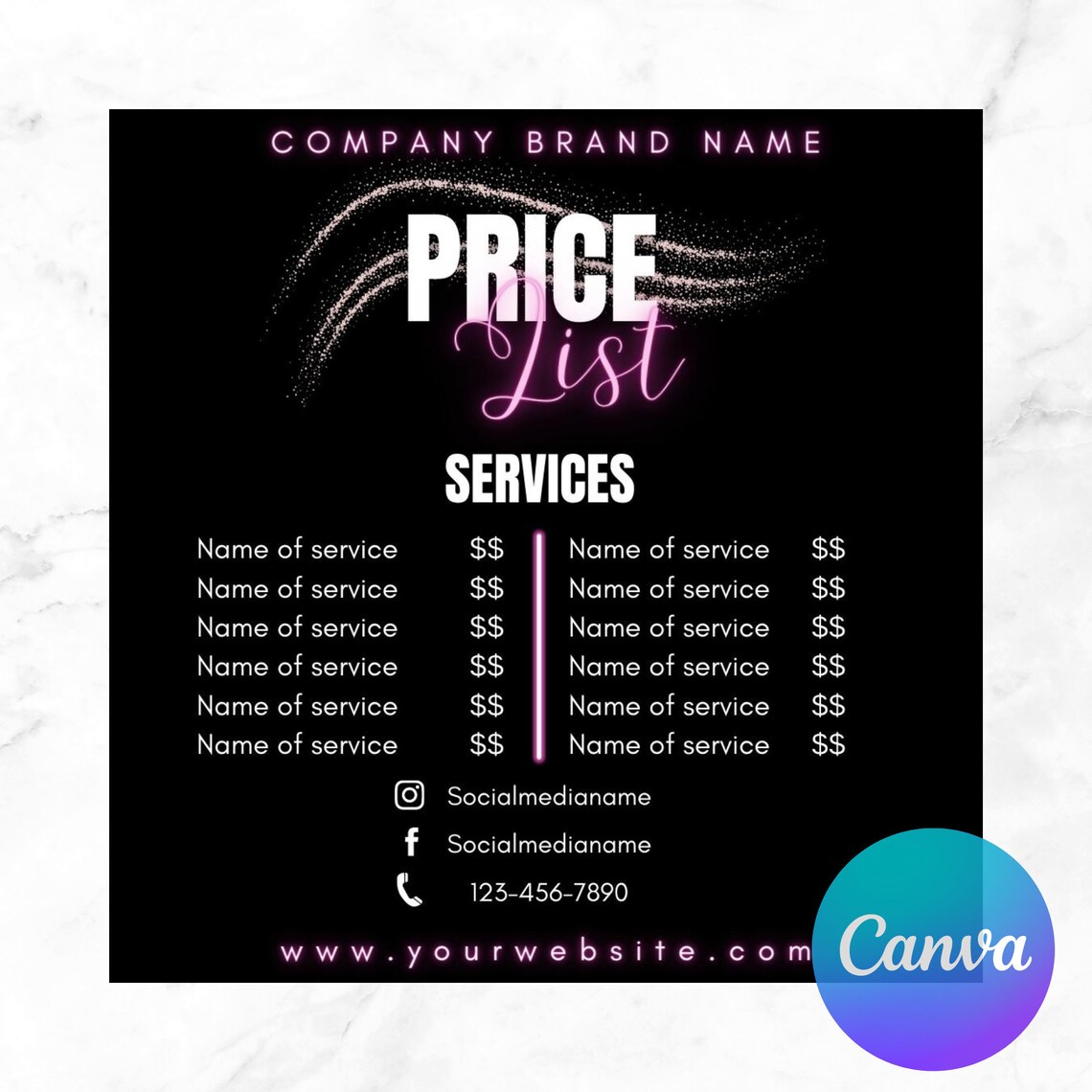 Editable Price List Flyer Template: Canva Service Flyer (digital ...