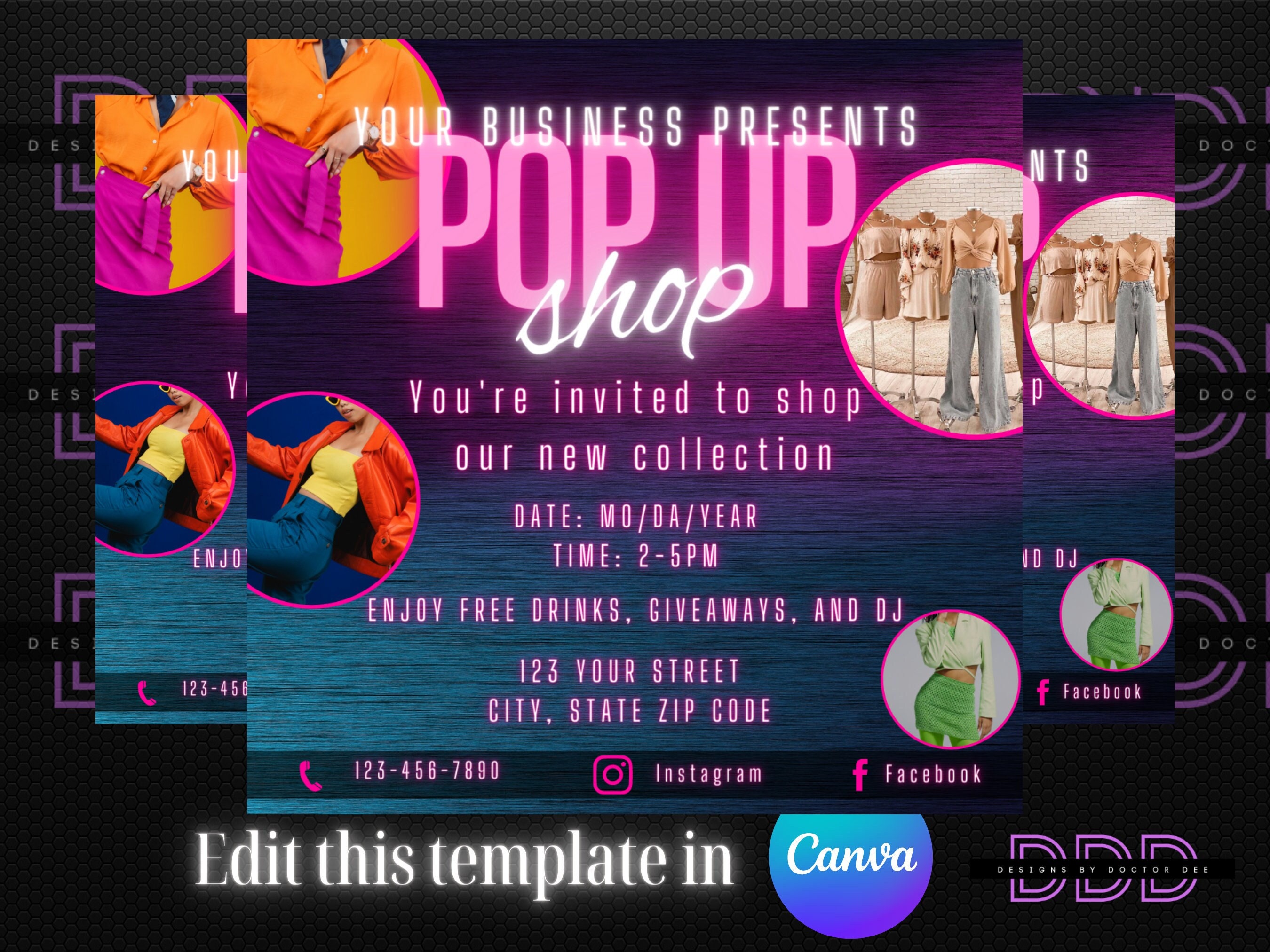 Pop up Shop Bubble Flyer Pink Pop up Flyer E-flyer Social - Etsy