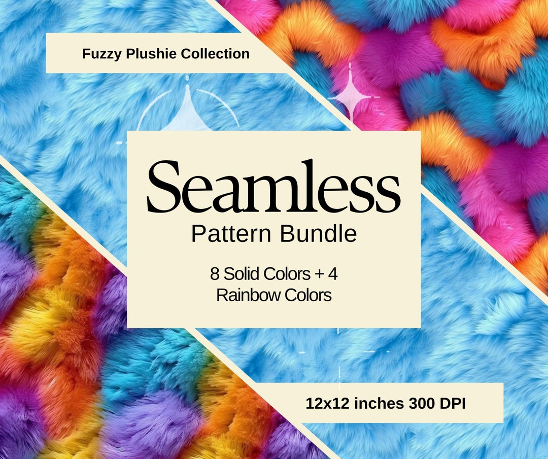 Fuzzy Fur Plushie Seamless Pattern Textures Bundle, Tile Wallpaper ...