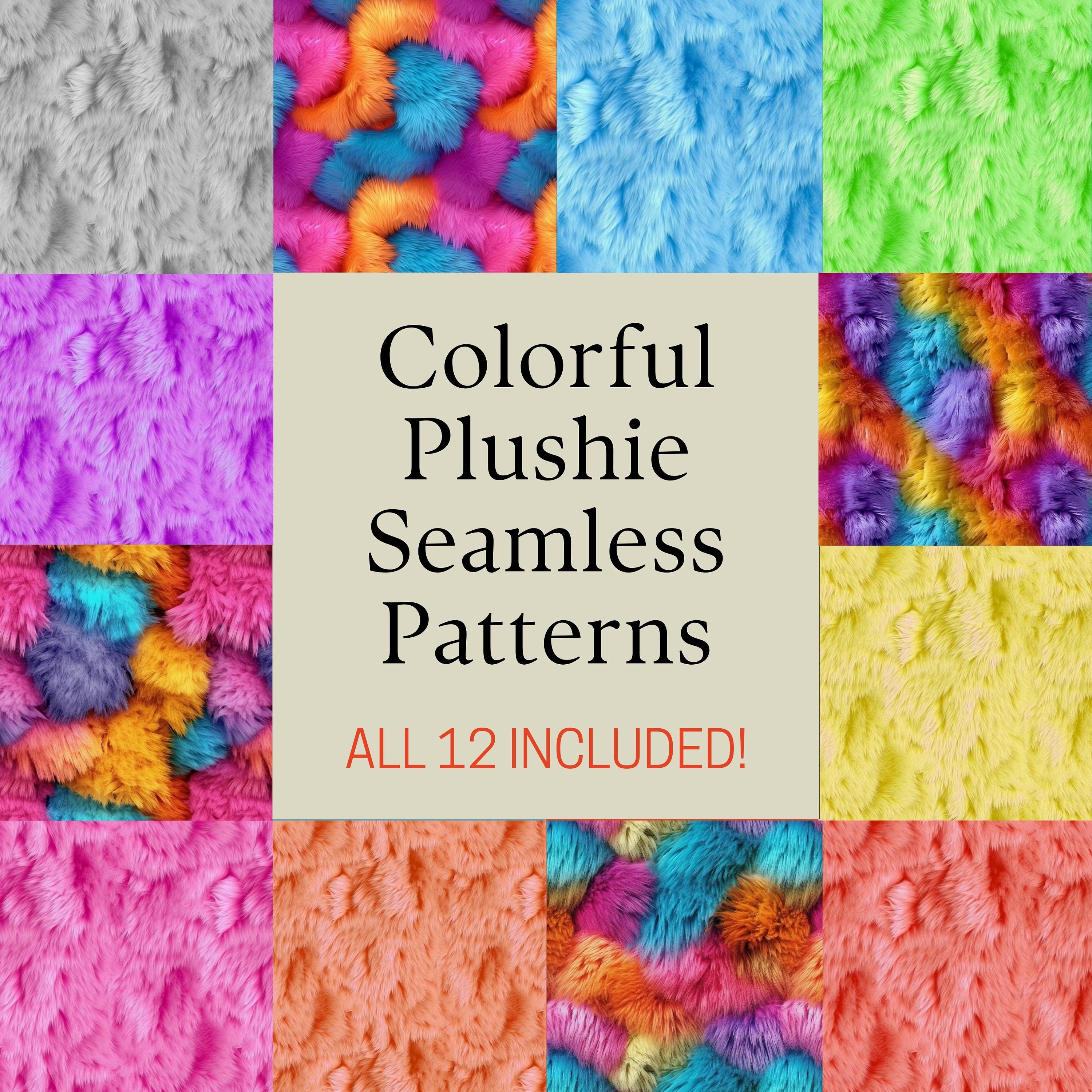 Fuzzy Fur Plushie Seamless Pattern Textures Bundle, Tile Wallpaper ...