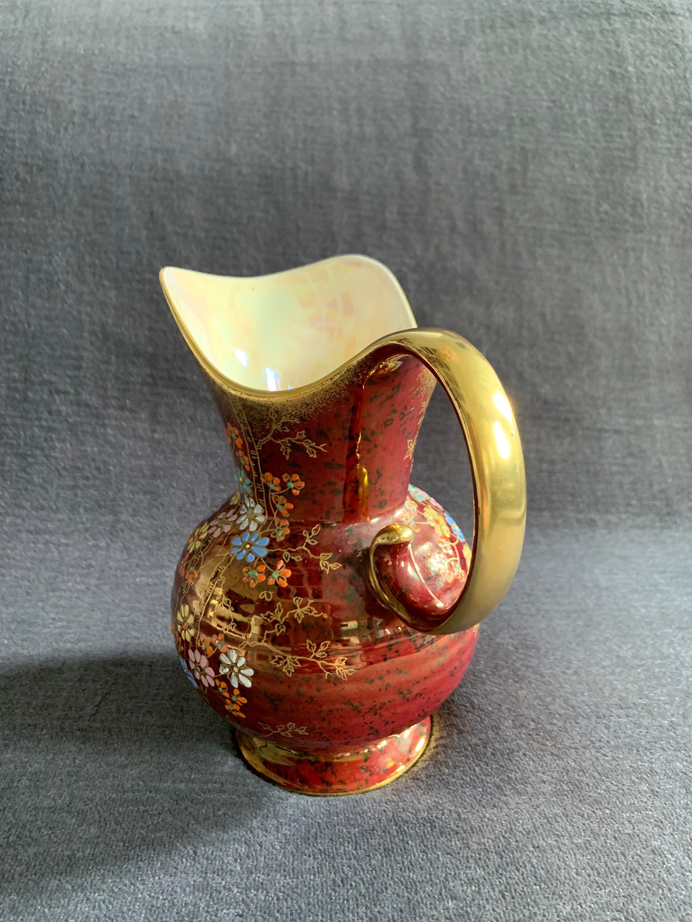 Vintage Rare Crown Devon Fieldings Jug Gilded Hand-painted Enameled ...