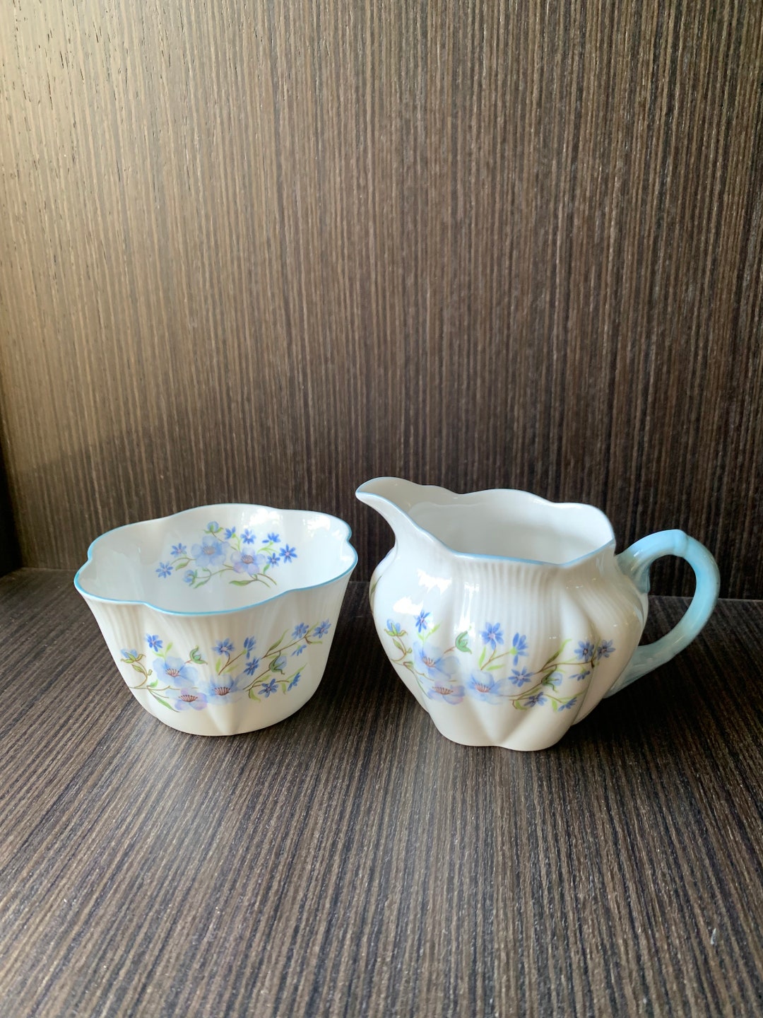 Vintage Shelly Dainty Shape Blue Rock#13591 Creamer and Sugar Bowl Blue ...
