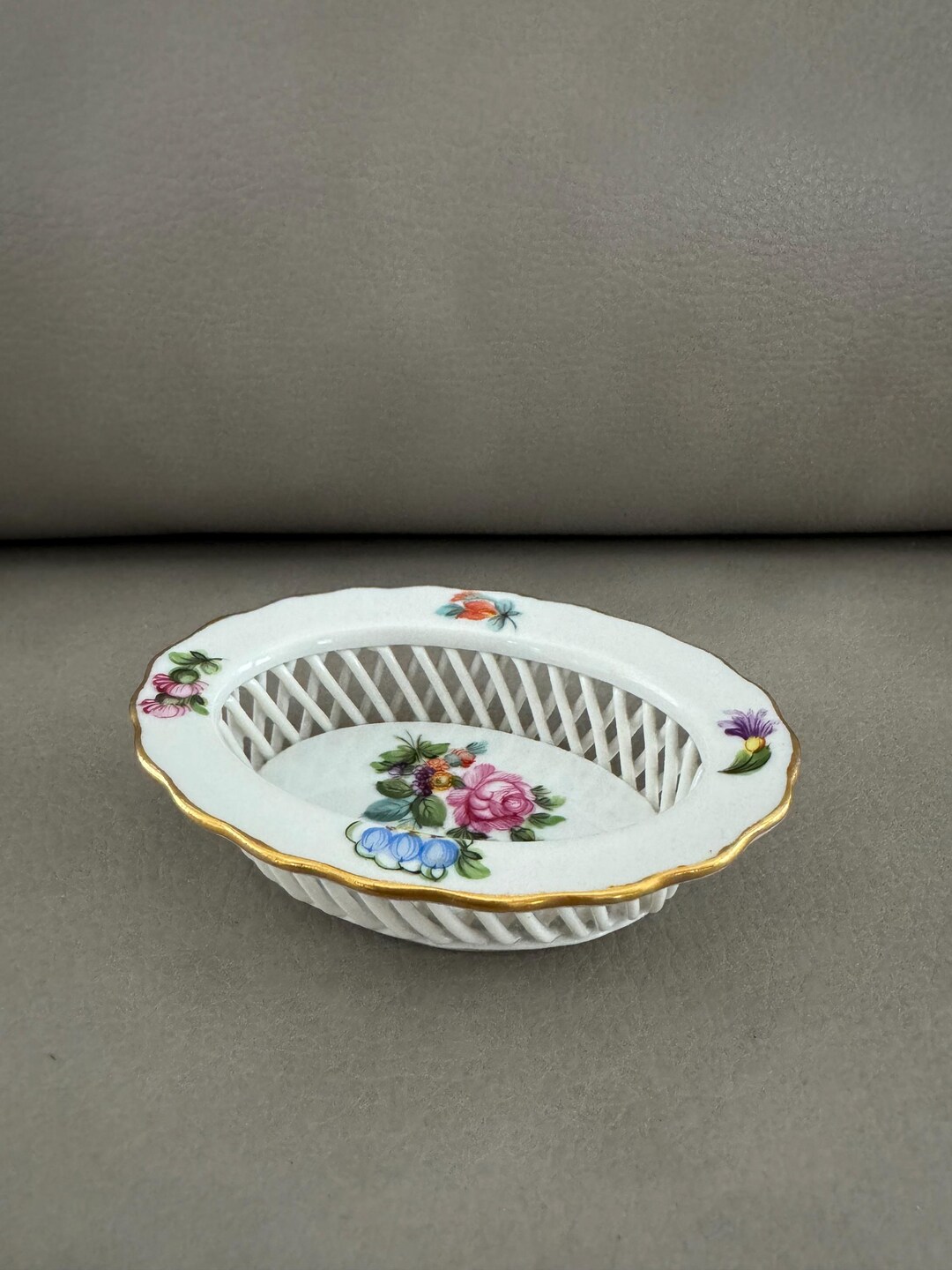 Vintage Herend Porcelain Reticulated Trinket Dish, Bouquet De Tulips - Etsy