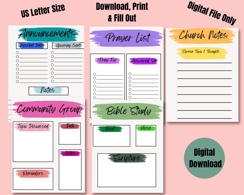 Church Note Printable Prayer List Printable Bible Study - Etsy