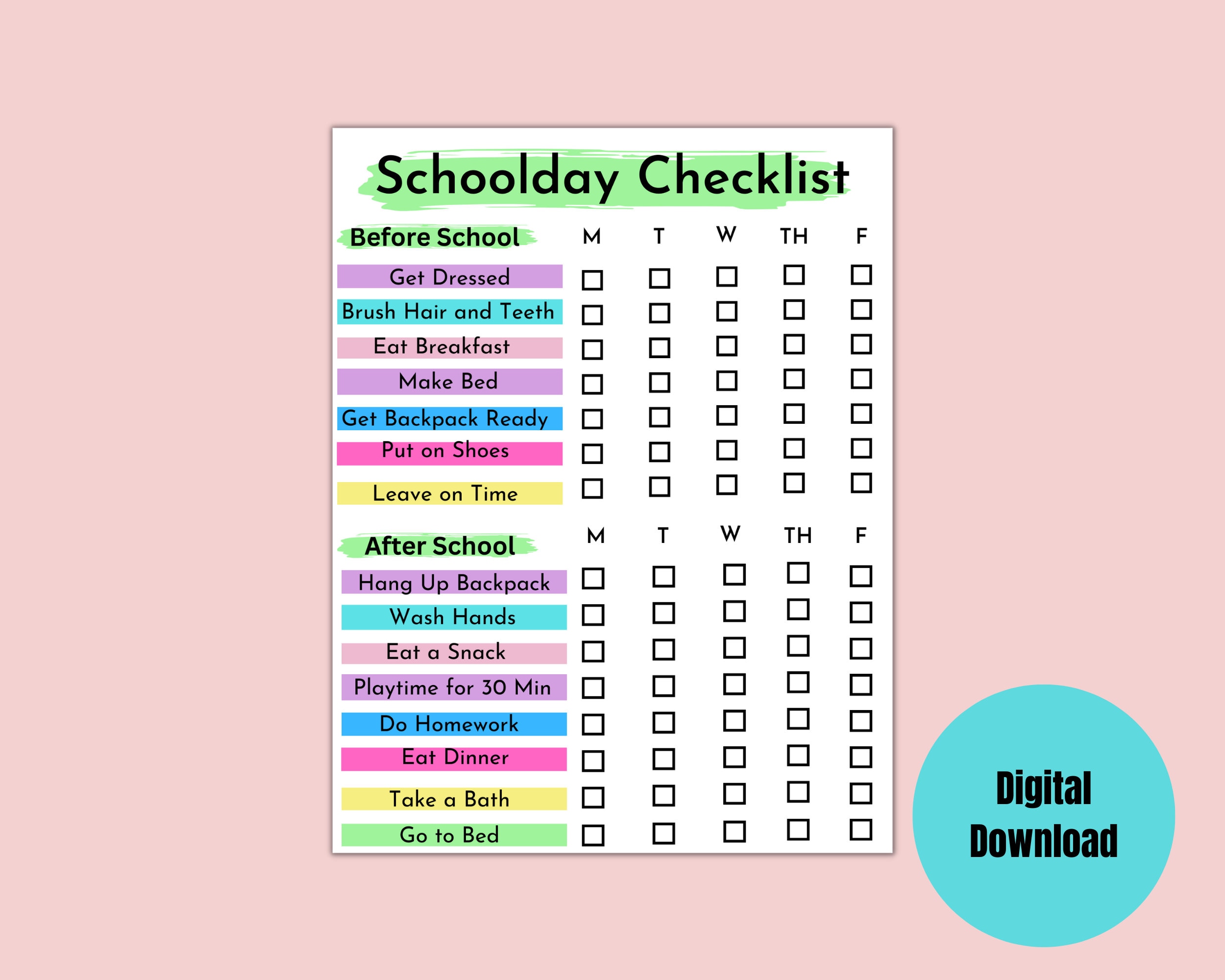 Kids Daily Chart Kids School Day Chart Kids Chore Chart Kids Behavior ...