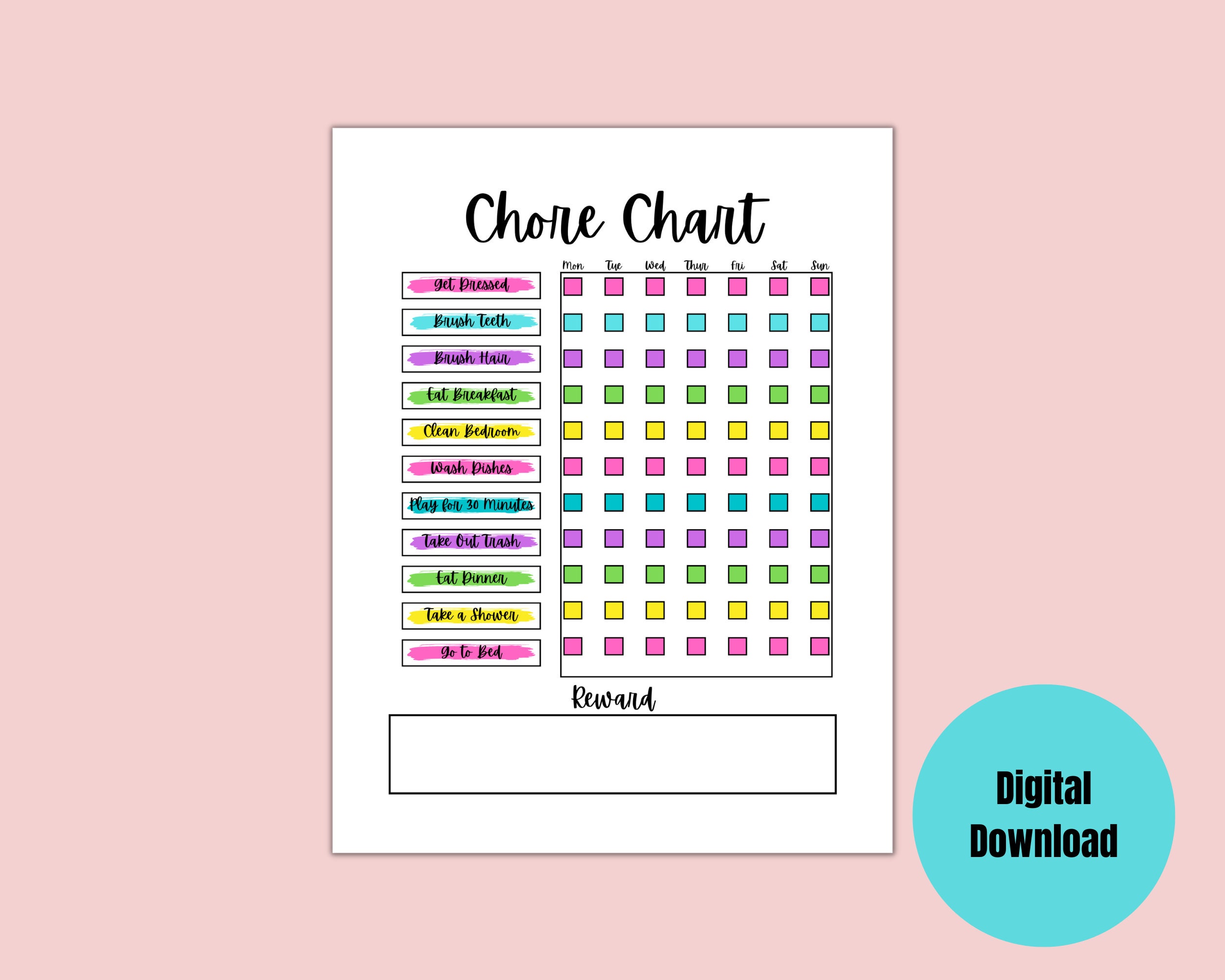 Kids Daily Chart Kids School Day Chart Kids Chore Chart Kids Behavior ...