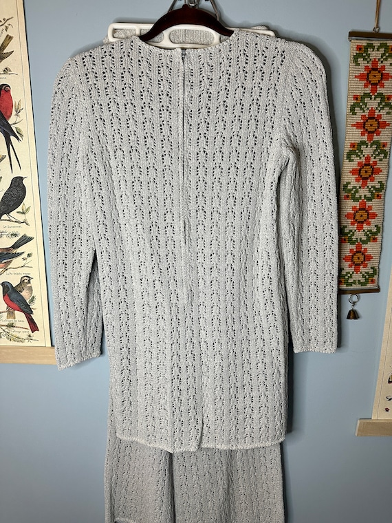 1970s Vintage Crochet/Knitted Grey/Blue Lounge Set - Gem