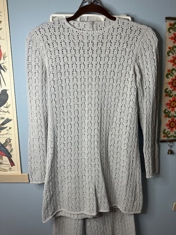 1970s Vintage Crochet/Knitted Grey/Blue Lounge Set - Gem