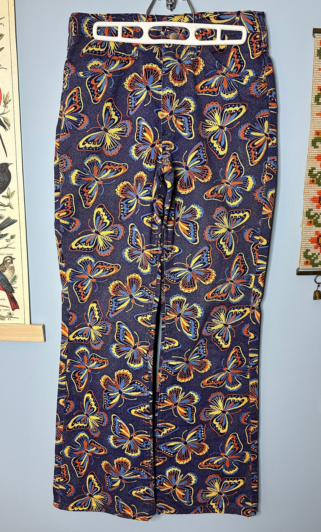 Groovy Vintage, 1970s 1960s Pants, Butterflies, Colorful, Maverick ...