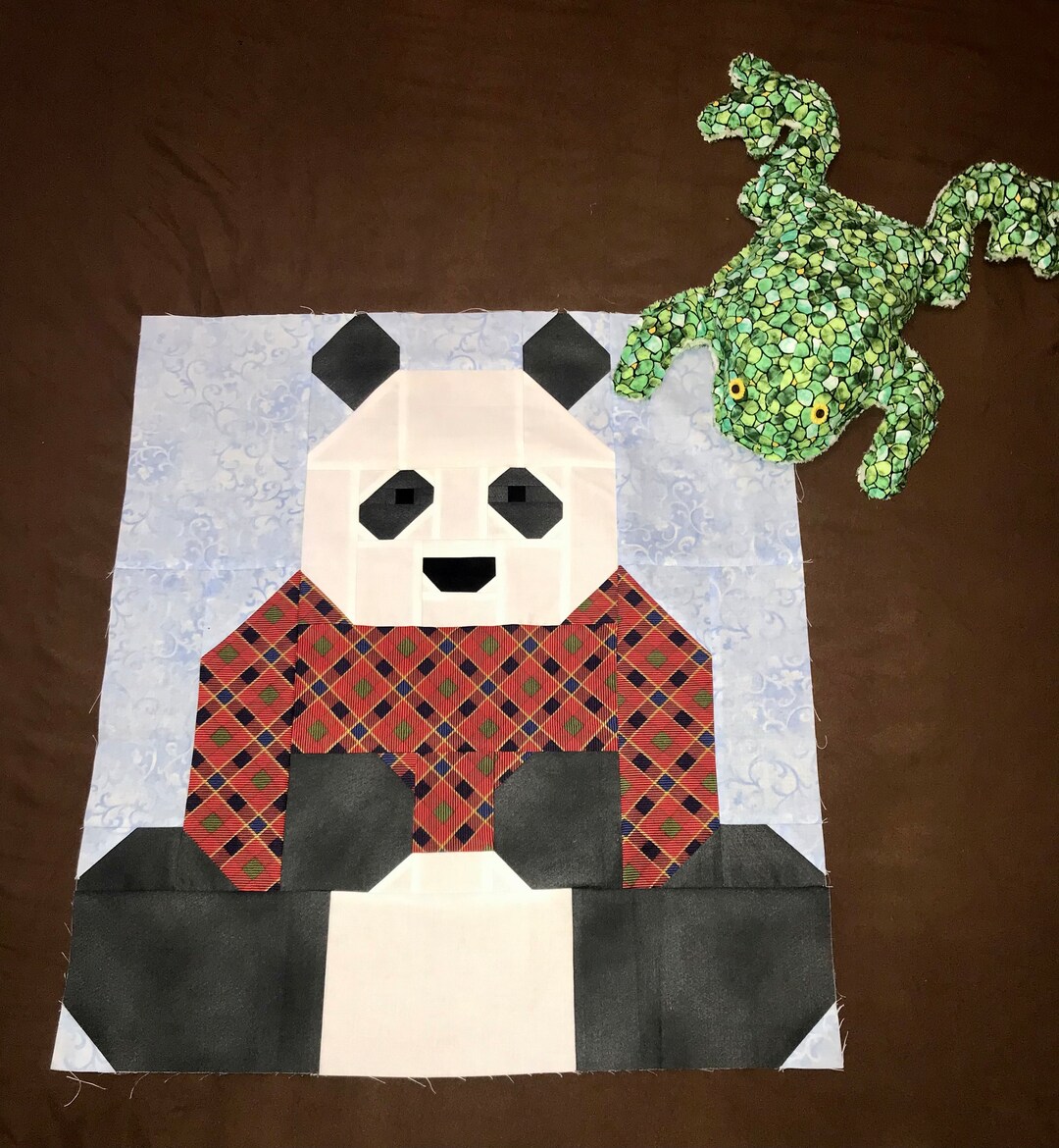 Unfinished Quilt Block Panda in Sweater - Etsy
