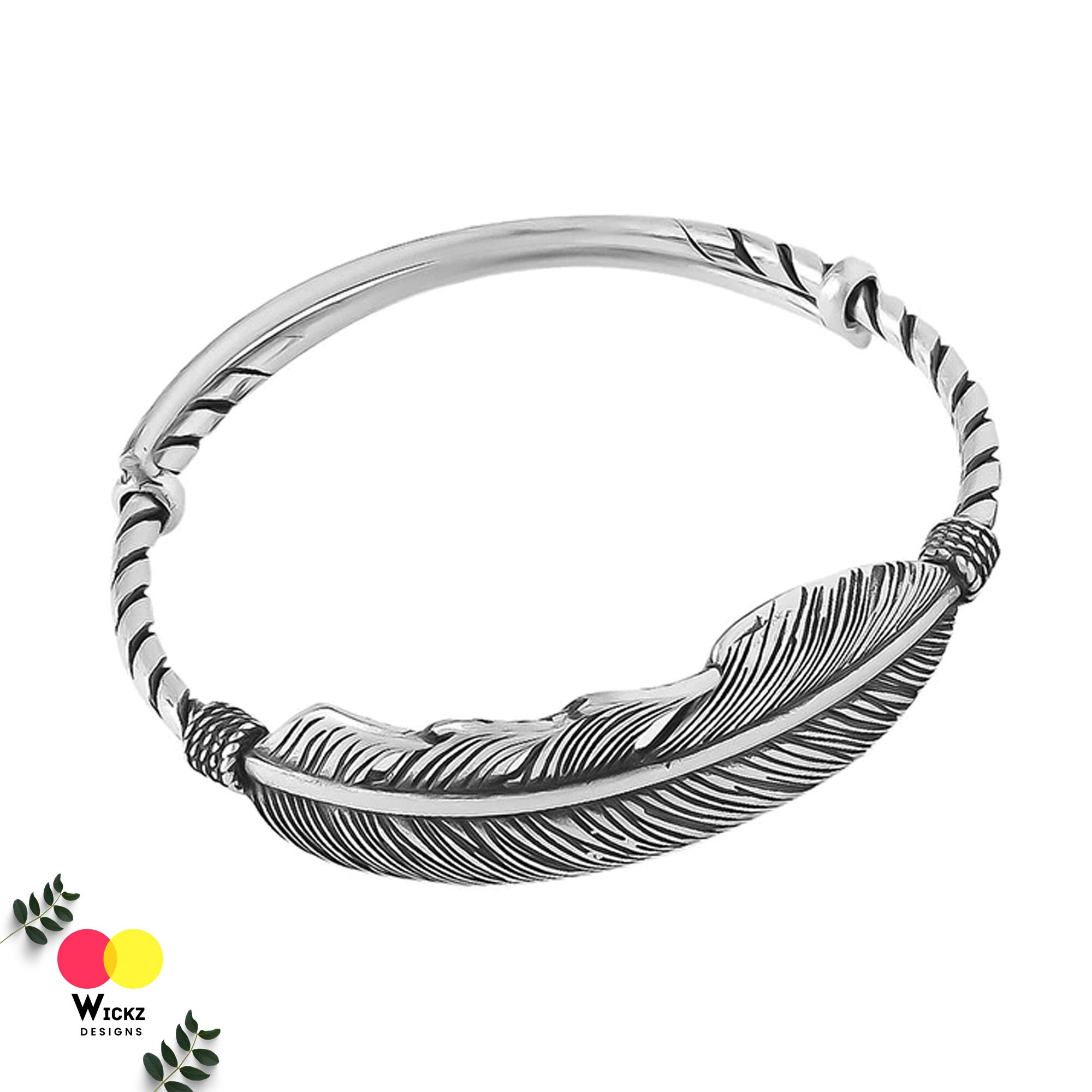 Feather Bracelet for Women, Stunning Hand Crafted 925 Silver Bangle ...