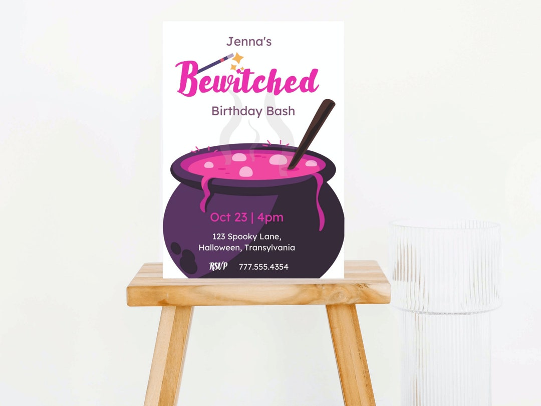 Bewitched Birthday Bash Printable Invitation, Girl's Birthday Party ...