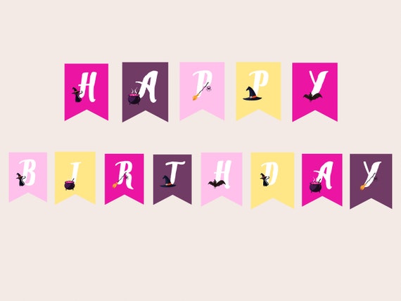Bewitched Birthday Bash Happy Birthday Banner 8.5 X 11 - Etsy