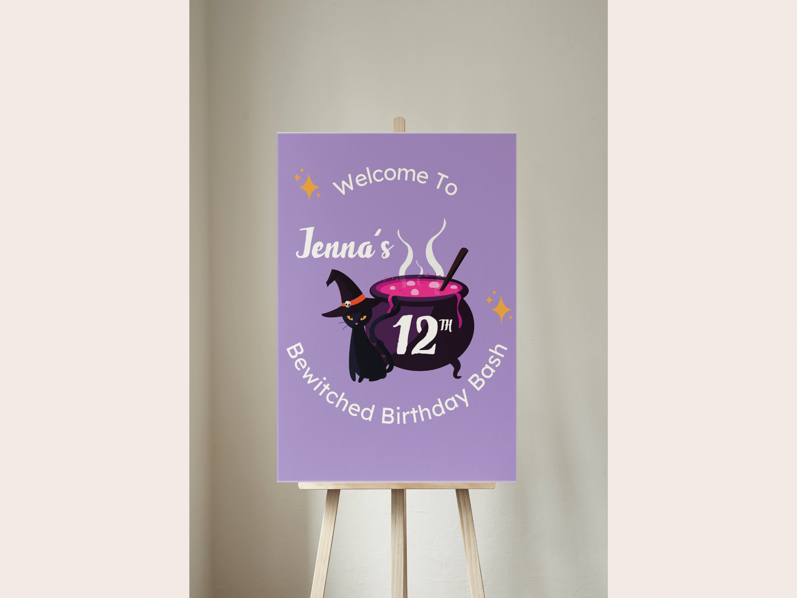 Bewitched Birthday Bash Happy Birthday Banner, 8.5 X 11 Birthday Banner ...
