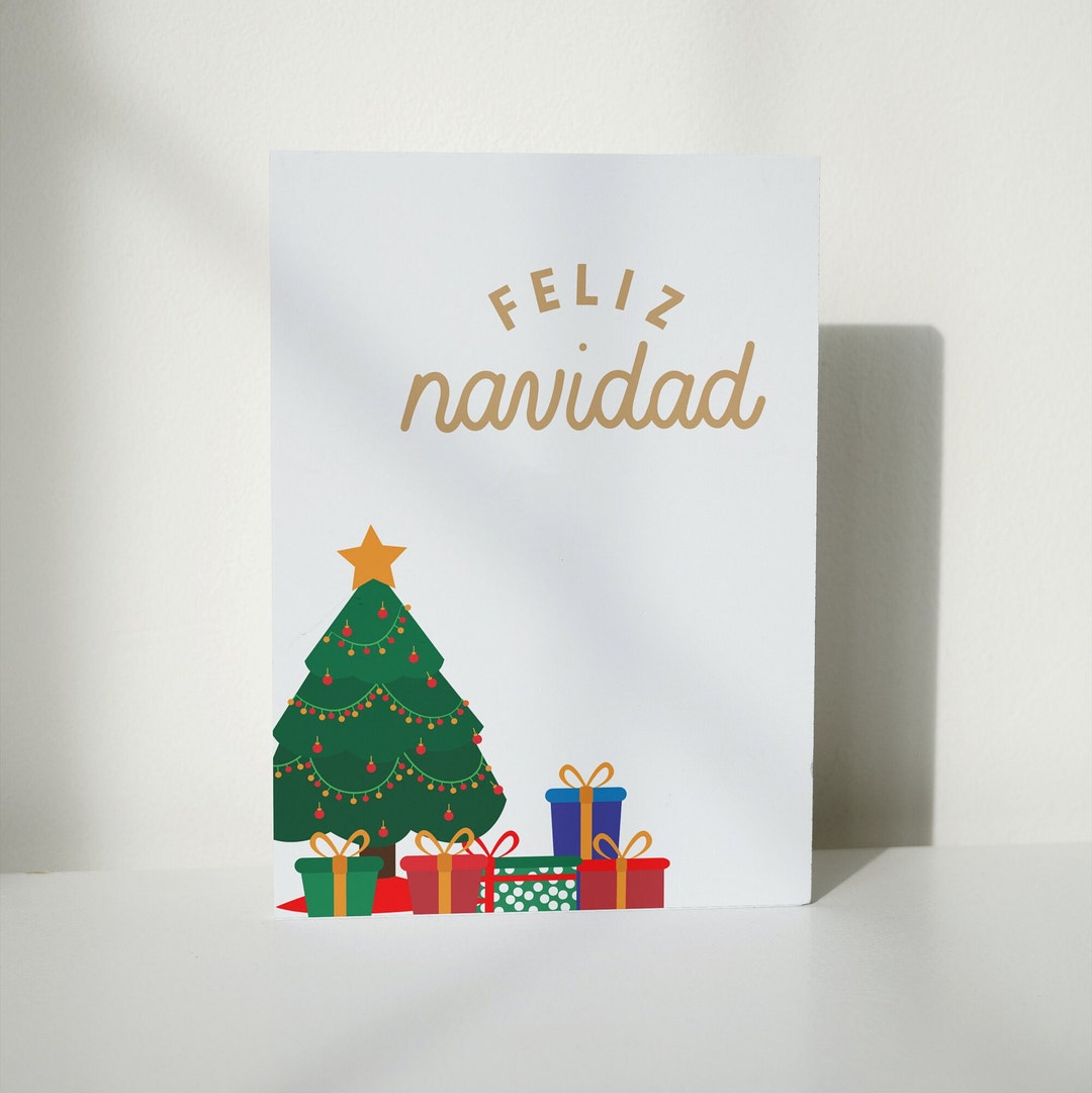 Feliz Navidad Christmas Card, Christmas Tree Card, Printable Christmas ...