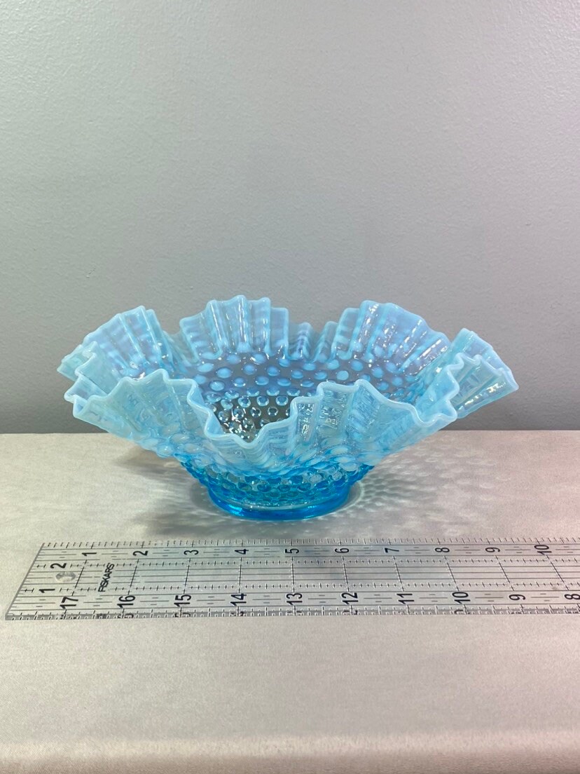 Fenton Opalescent Blue Hobnail Serving Dish - Etsy