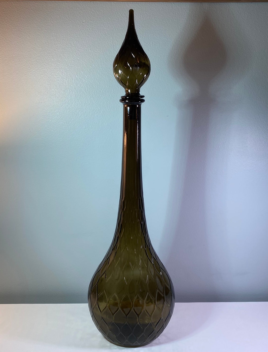 Vintage Glass Genie Bottle Decanter Italian Empoli - Etsy