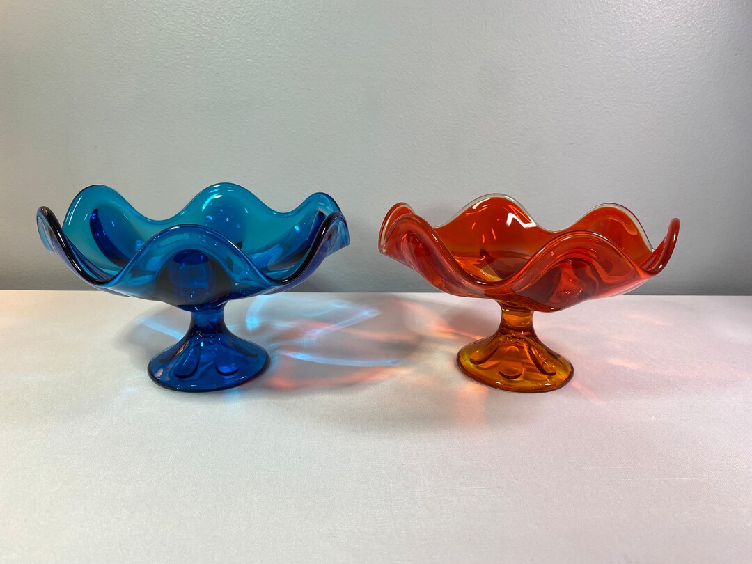 Vintage Pedestal Compote Bowl - Viking Glass Co - Epic Line - Six Petal ...