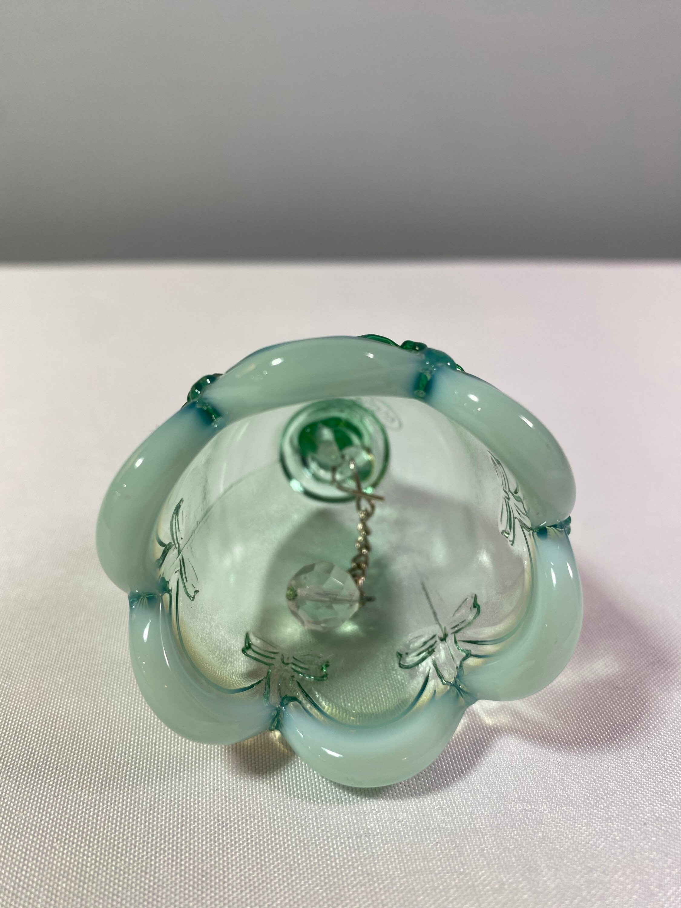 Fenton Glass Green Opalescent Bell W/ Ribbon Pattern - Etsy