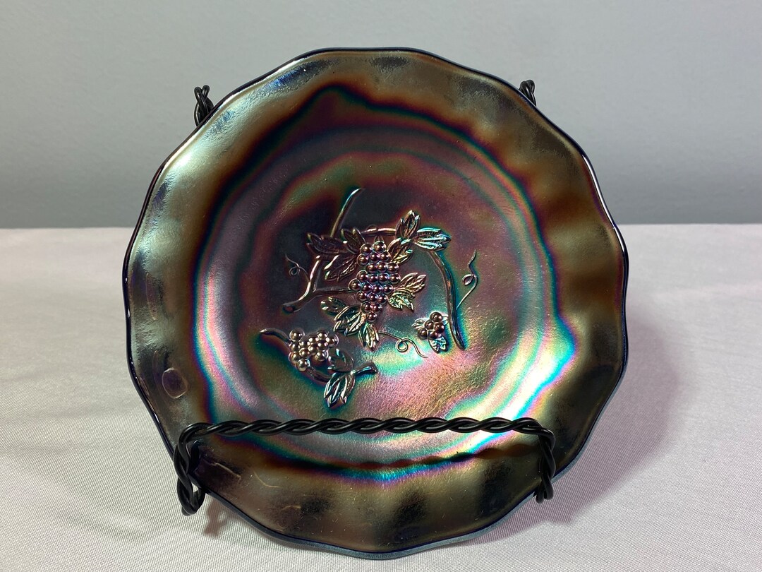 Rare St. Clair Grape Patterned Carnival Glass Plate - Etsy